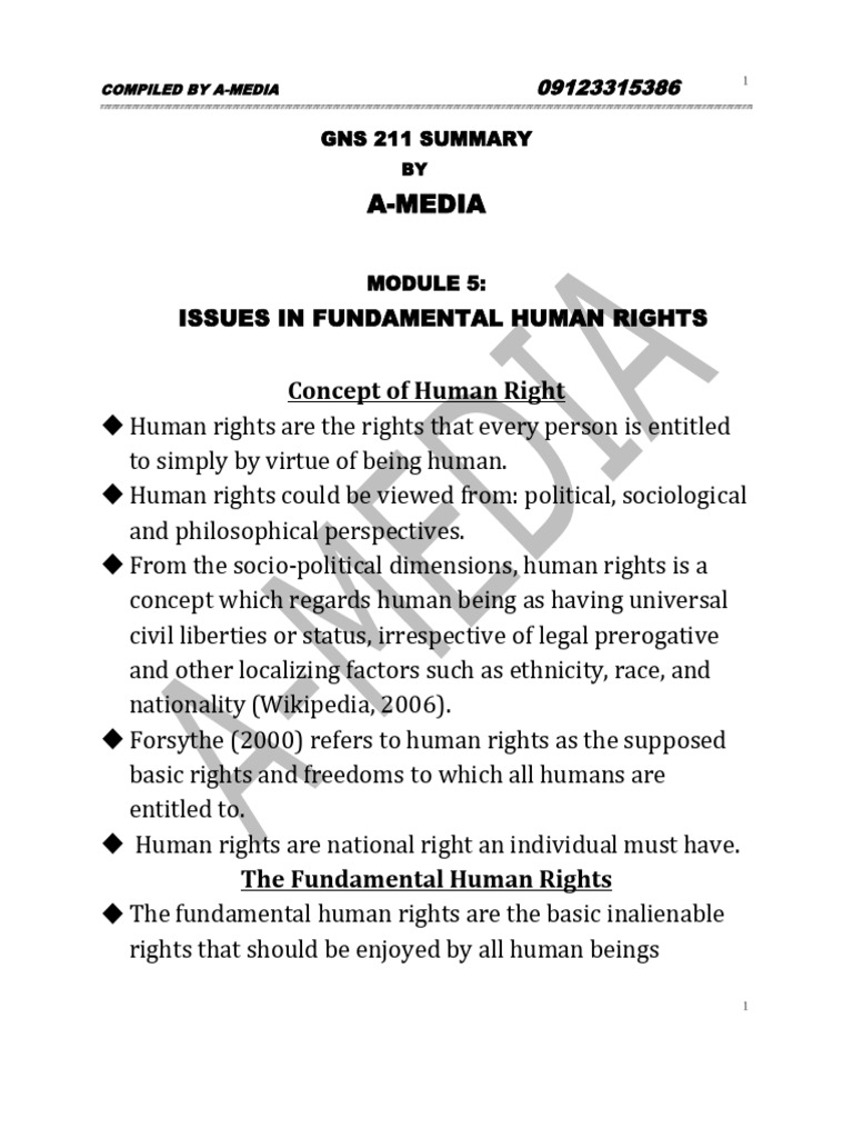 GNS 211 Summary by A-Media (Chapter 5) | PDF | Human Rights | Natural Law