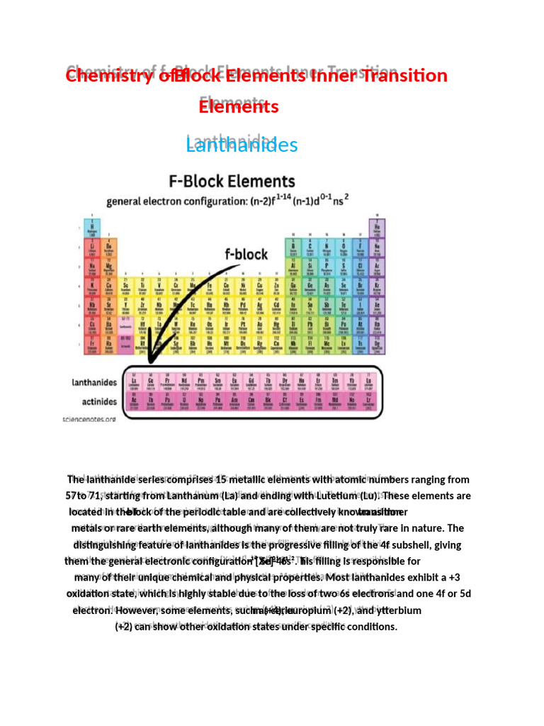 Lanthanides: Electronic Configurations and Properties | PDF ...