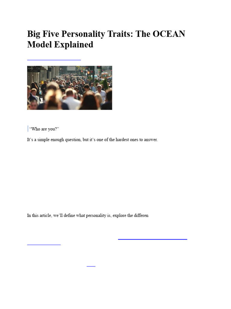 Understanding the Big Five Personality Traits | PDF | Extraversion And ...