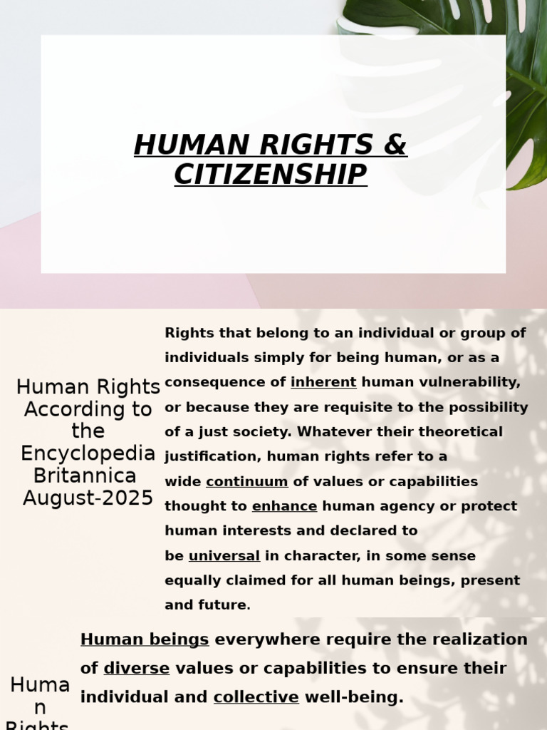 Human Rights and Citizenship Overview | PDF | Citizenship | Government ...