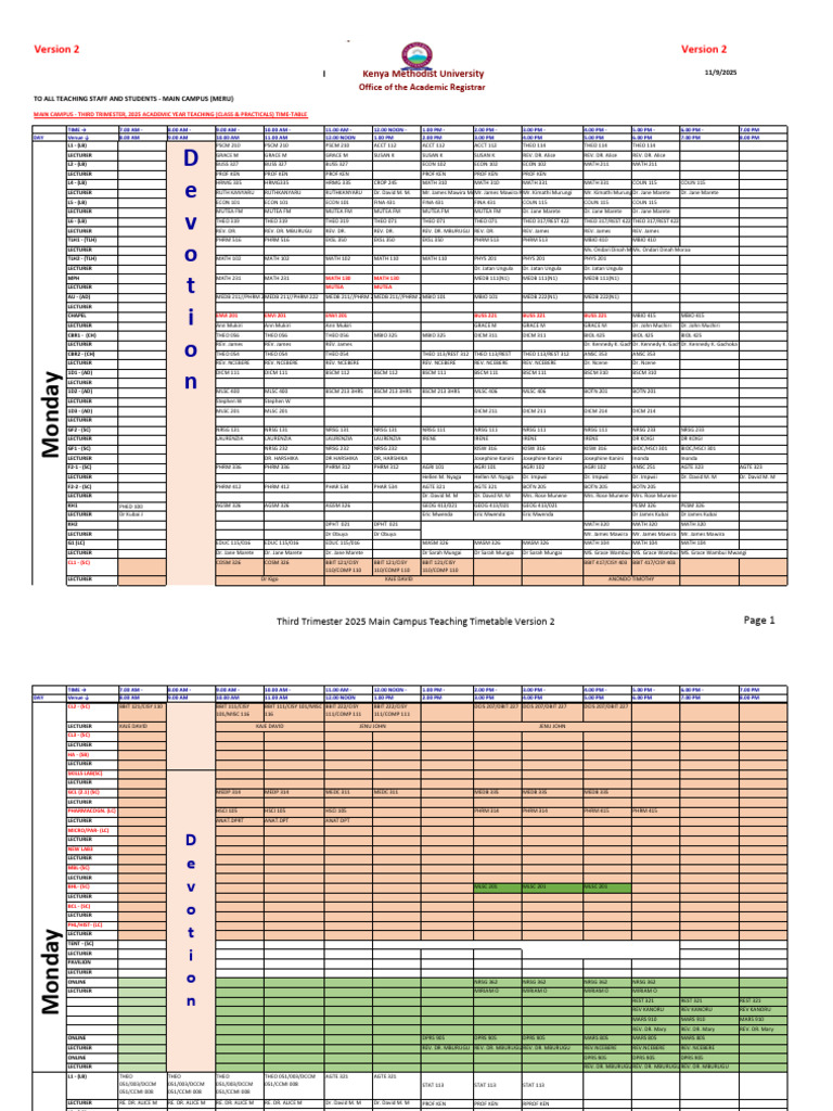 Third Trimester 2025 Timetable | PDF