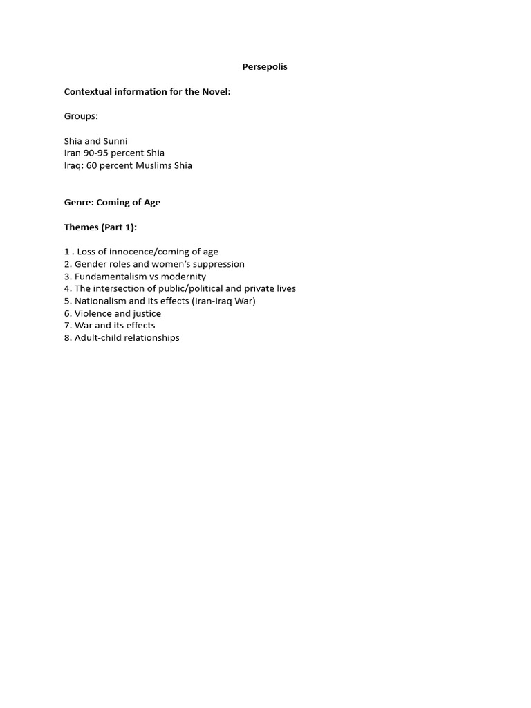 Persepolis Notes Grade 11 2026 | PDF | Mohammad Reza Pahlavi | Communism