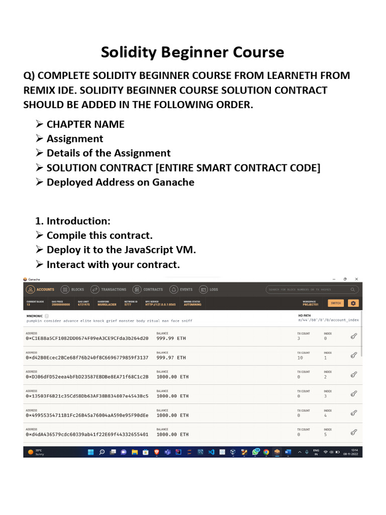 Solidity Beginner Course | PDF | Parameter (Computer Programming) | Variable (Computer Science)