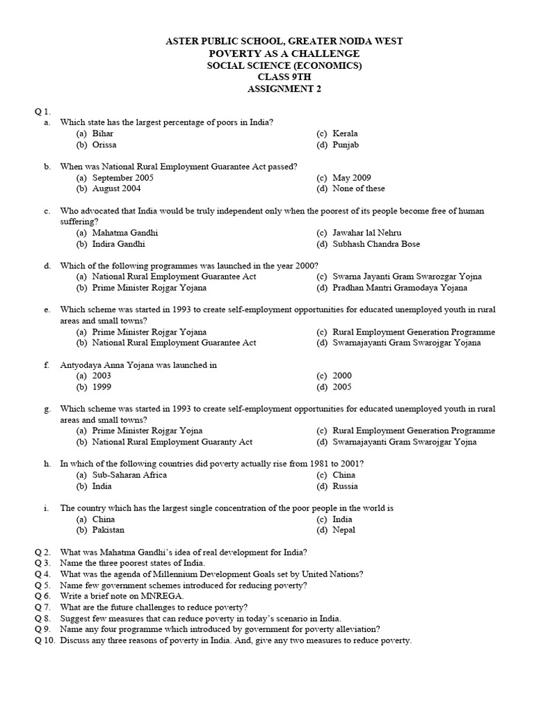 Class 9 Economics: Poverty Challenges | PDF | Poverty | Poverty ...