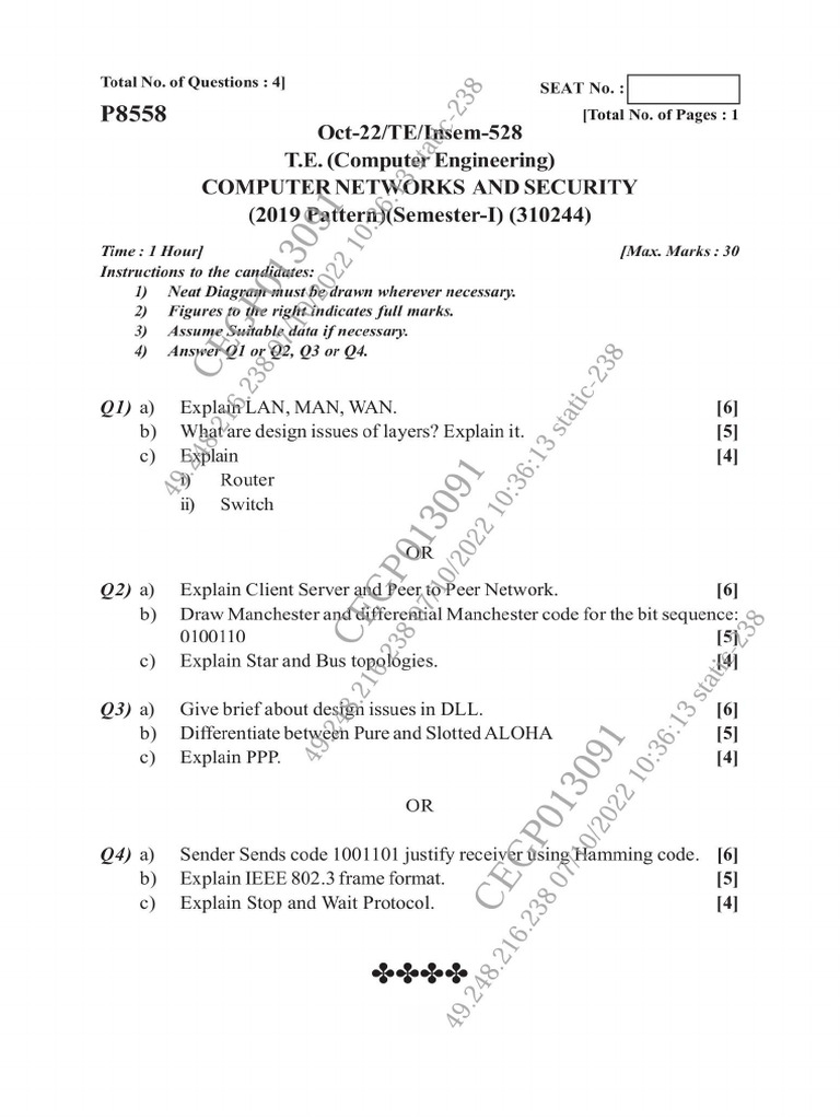 Cns Insem Official Paper Solution 2022 | PDF | Computer Network | Client–Server Model