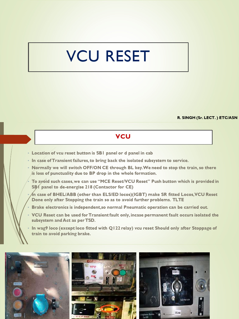 VCU Reset Procedure Overview | PDF | Rail Transport