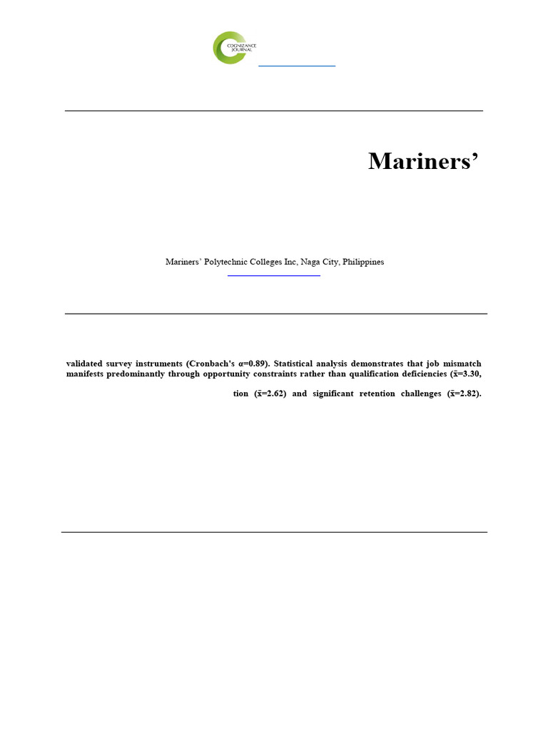 Job Mismatch and Workplace Productivity | PDF | Statistics | Employment