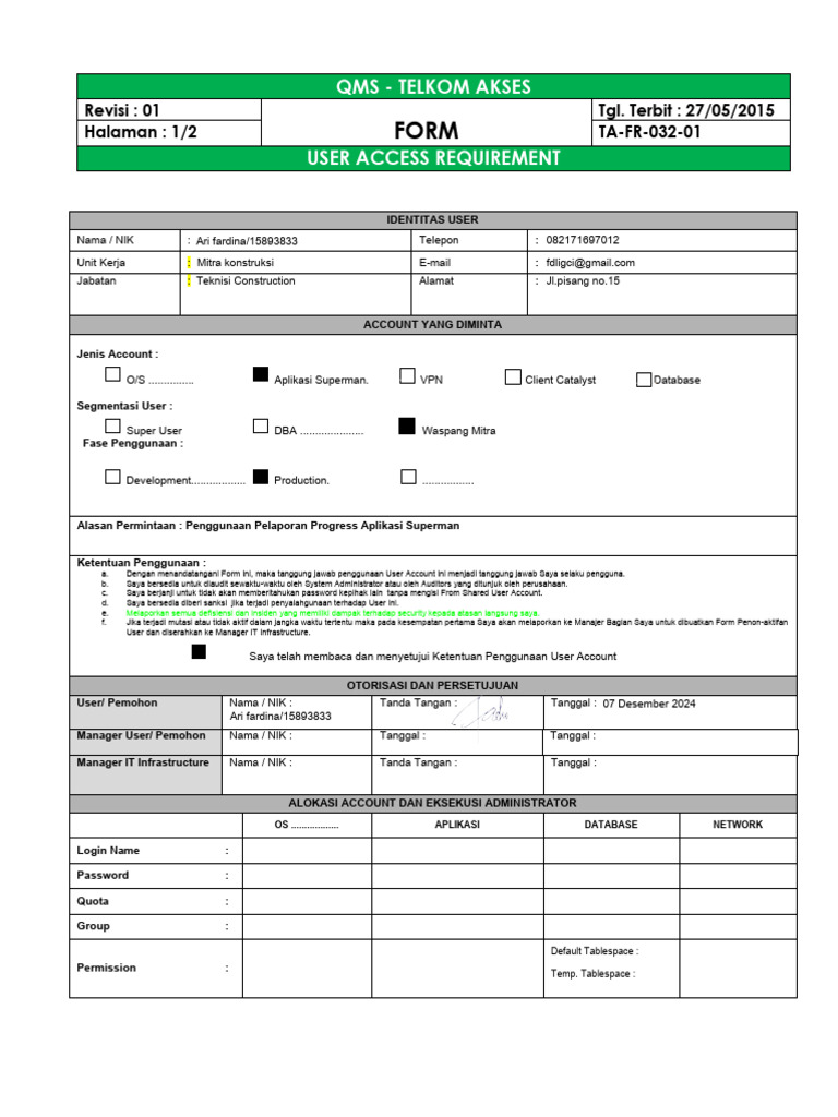 Template Uar Aplikasi Superman Upt | PDF