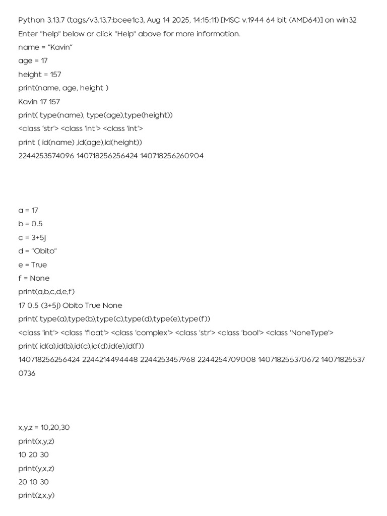 Python EX4 - Variables and Literals | PDF