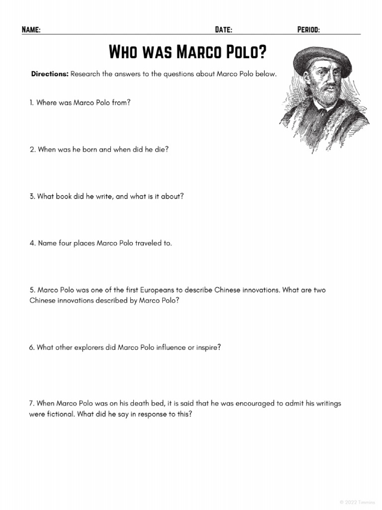 Who Was Marco Polo - Who Was Marco Polo Research Assignment | PDF