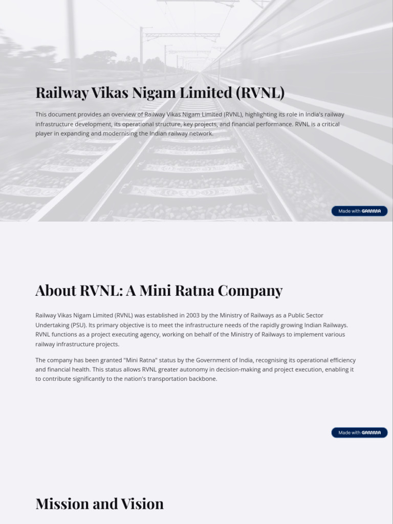 Overview of Railway Vikas Nigam Limited | PDF | Rail Transport | Transport