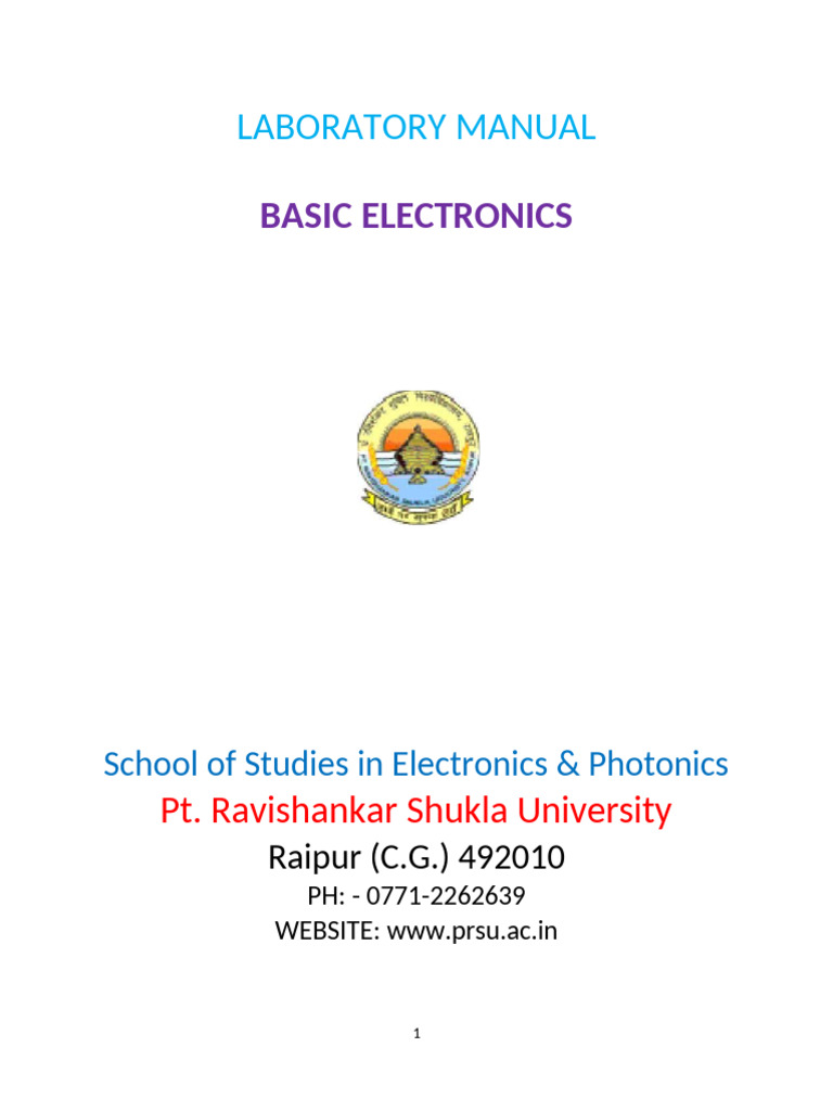 Basic Electronics Laboratory Manual | PDF