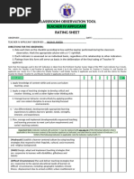 COT ECP Rating Sheet Teacher IV | PDF | Learning | Curriculum
