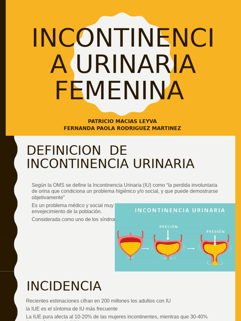 Incontinencia Urinaria Femenina: Causas y Tratamientos | PDF ...
