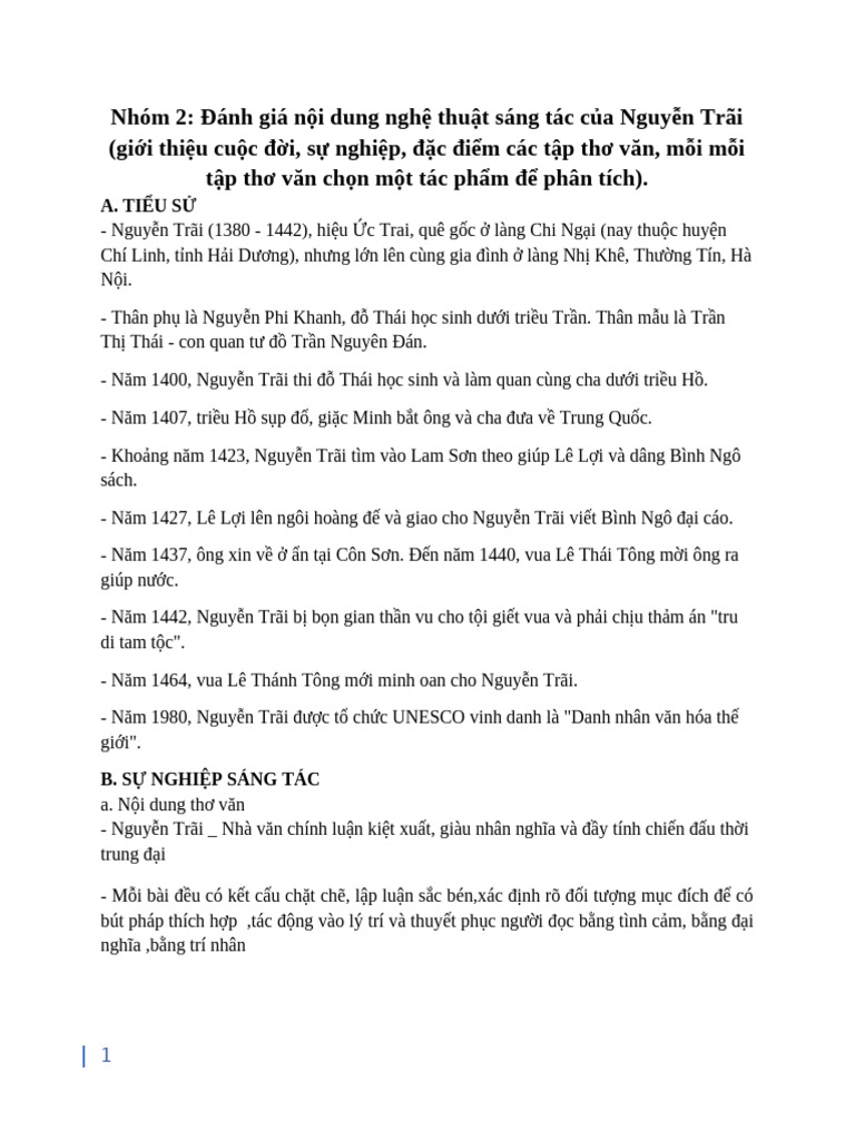 Bài Tập 10 - Nhóm 2 - Nguyễn Trãi | PDF