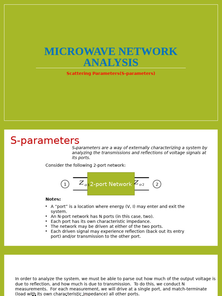 Microwave Network S-Parameter Analysis | PDF | Telecommunications ...