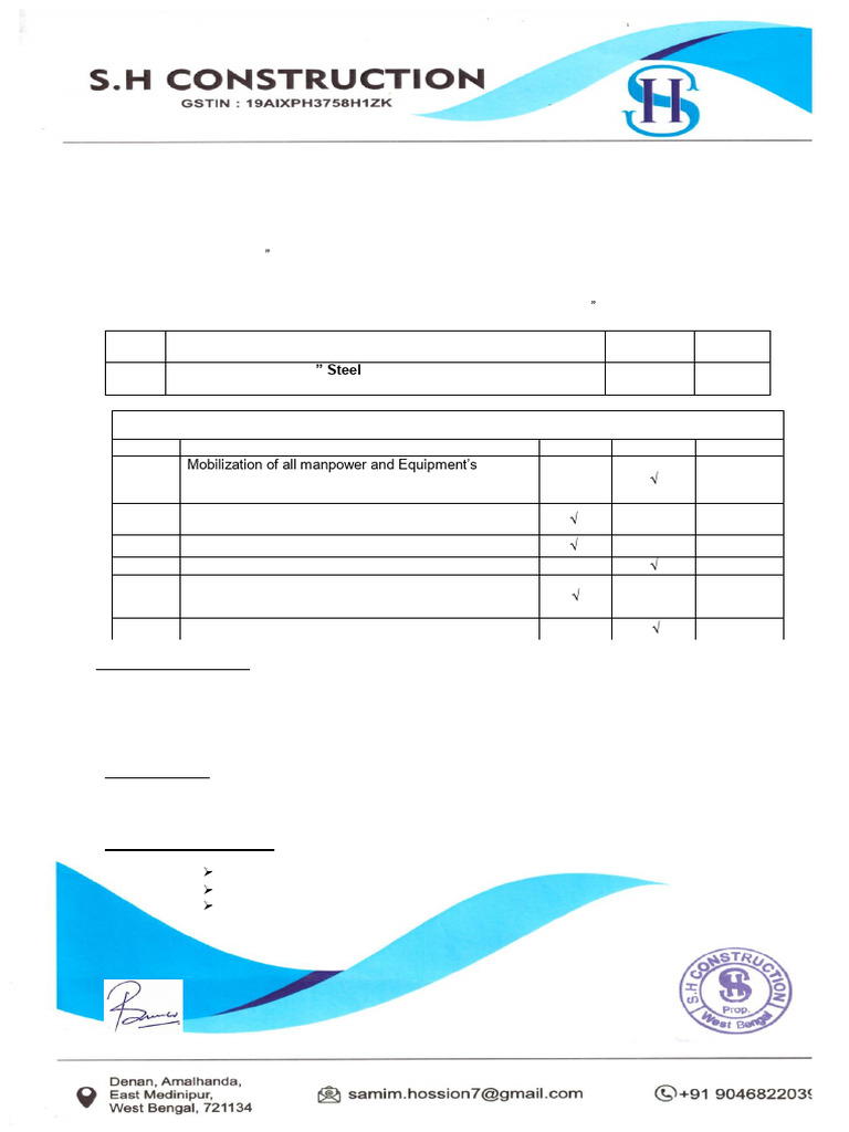 Quotation for 6" Steel Pipeline Laying | PDF | Steel | Materials