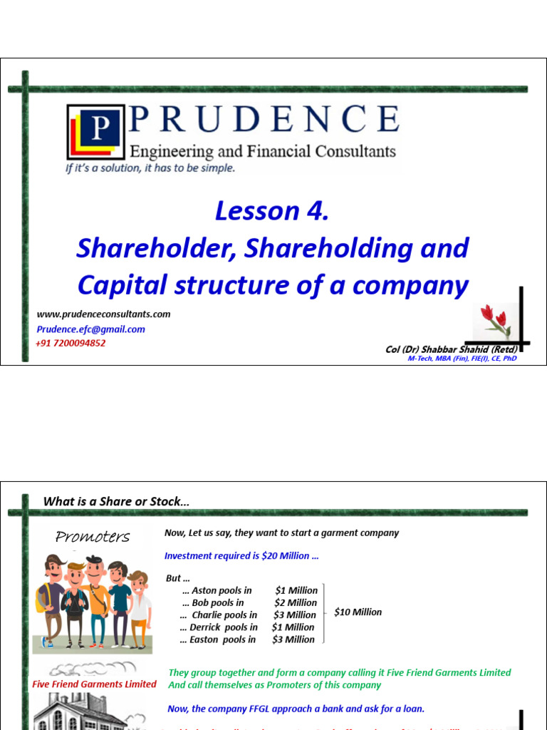 4 Lesson 4.shareholder Shareholding and Capital Structure of A Company ...