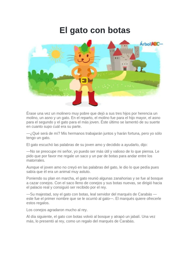 El Gato Con Botas CUENTOS | PDF | Ricitos de oro y los tres osos ...