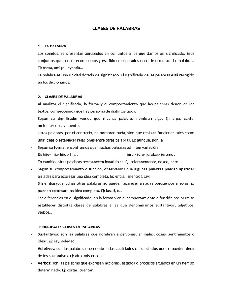 Clases de Palabras y sus Funciones | PDF | Adverbio | Palabra