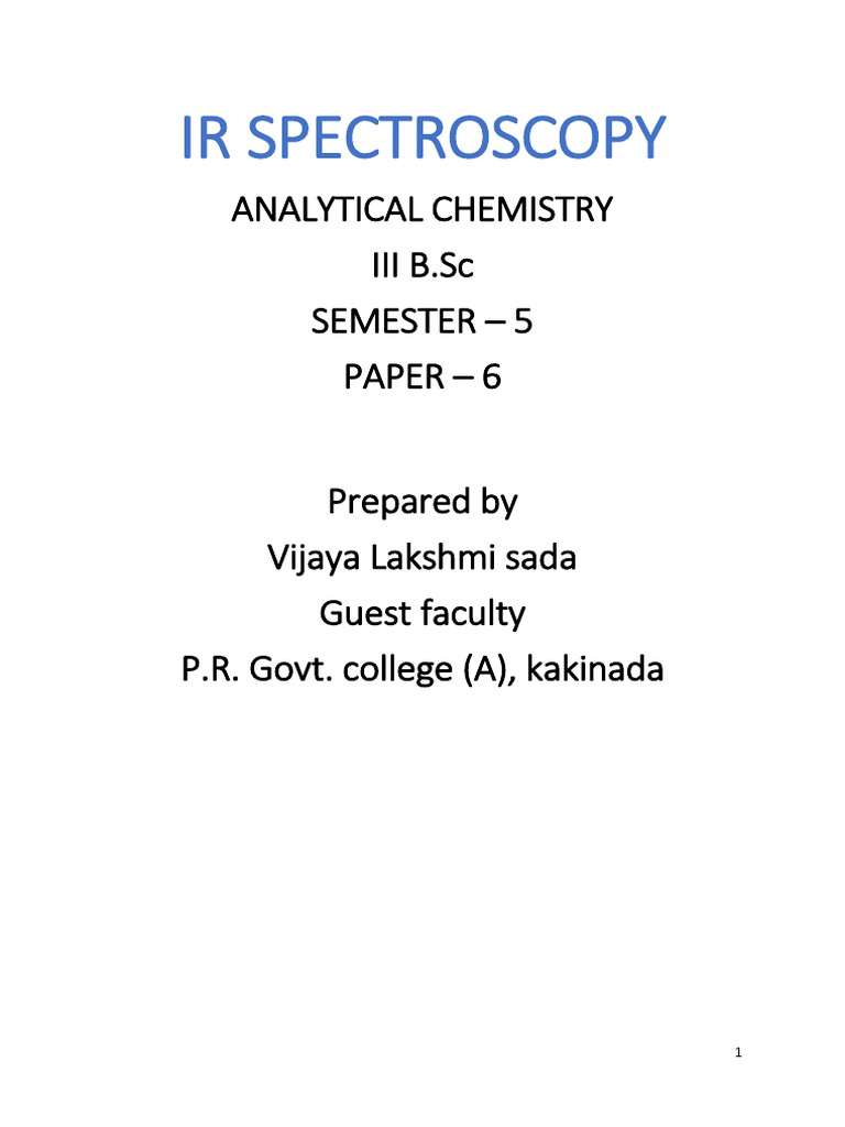 IR Spectroscopy Overview and Applications | PDF | Infrared Spectroscopy ...