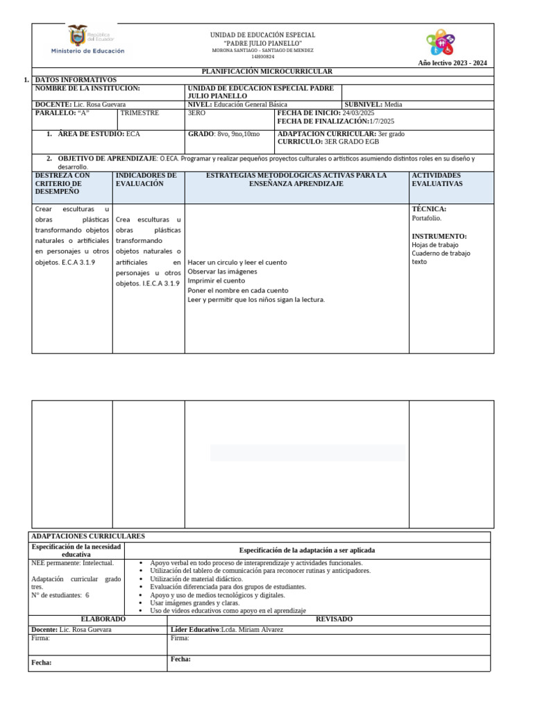 3er Trimestre Eca 2024 | PDF | Plan de estudios | Evaluación