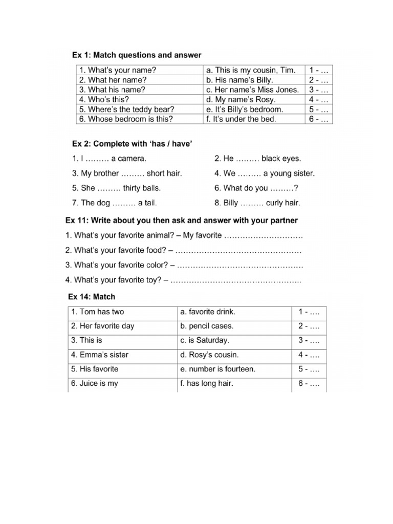 Extra Exercise Unit 1 - Grade 4 | PDF