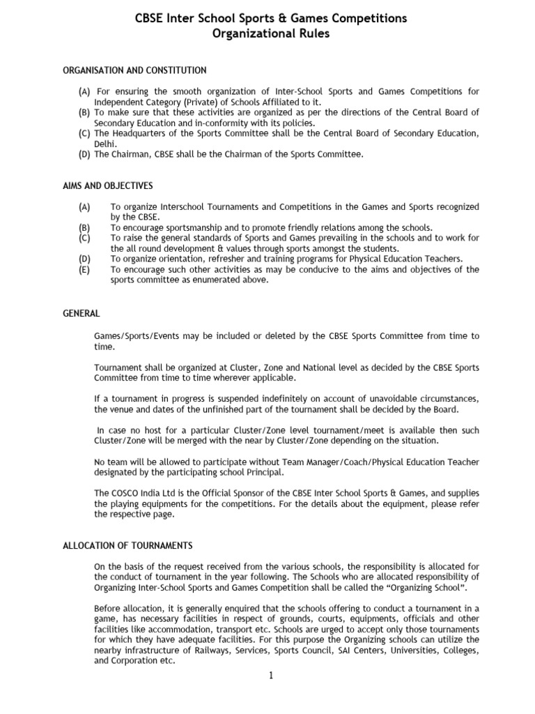CBSE Inter School Sports Rules Guide | PDF | Persian Gulf | Referee