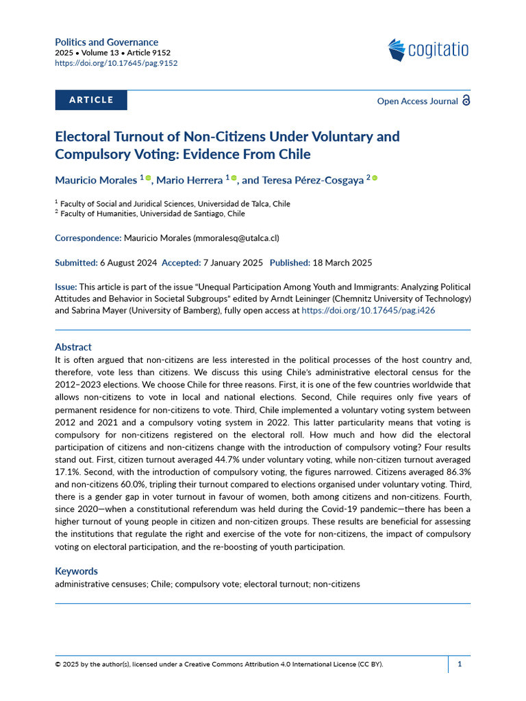 PaG 13 - Electoral Turnout of Non-Citizens Under Voluntary and ...