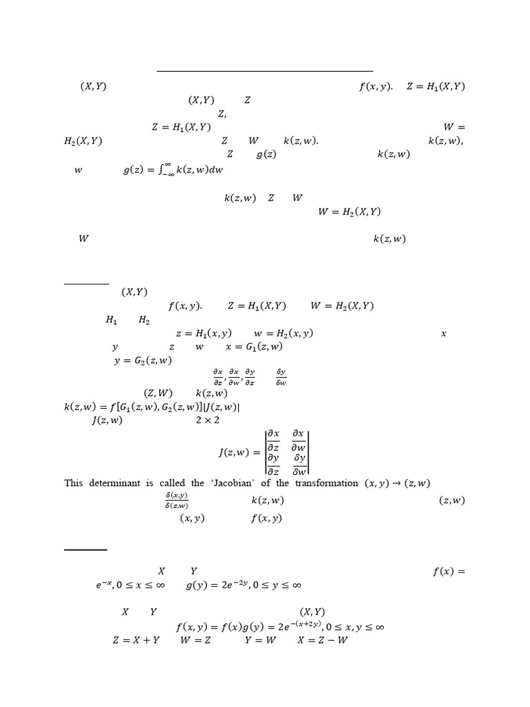 Functions of Two Dimensional Random Variables | PDF | Probability ...