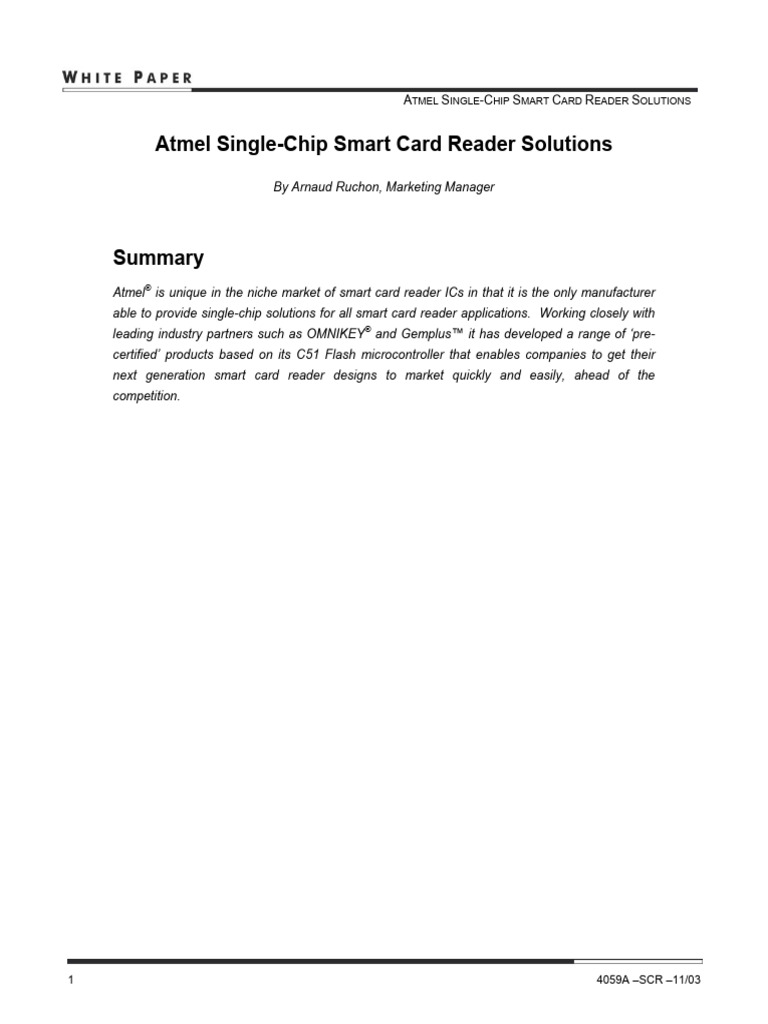 Doc4059 - Atmel Single-Chip Smart Card Reader Solutions | PDF | Smart ...