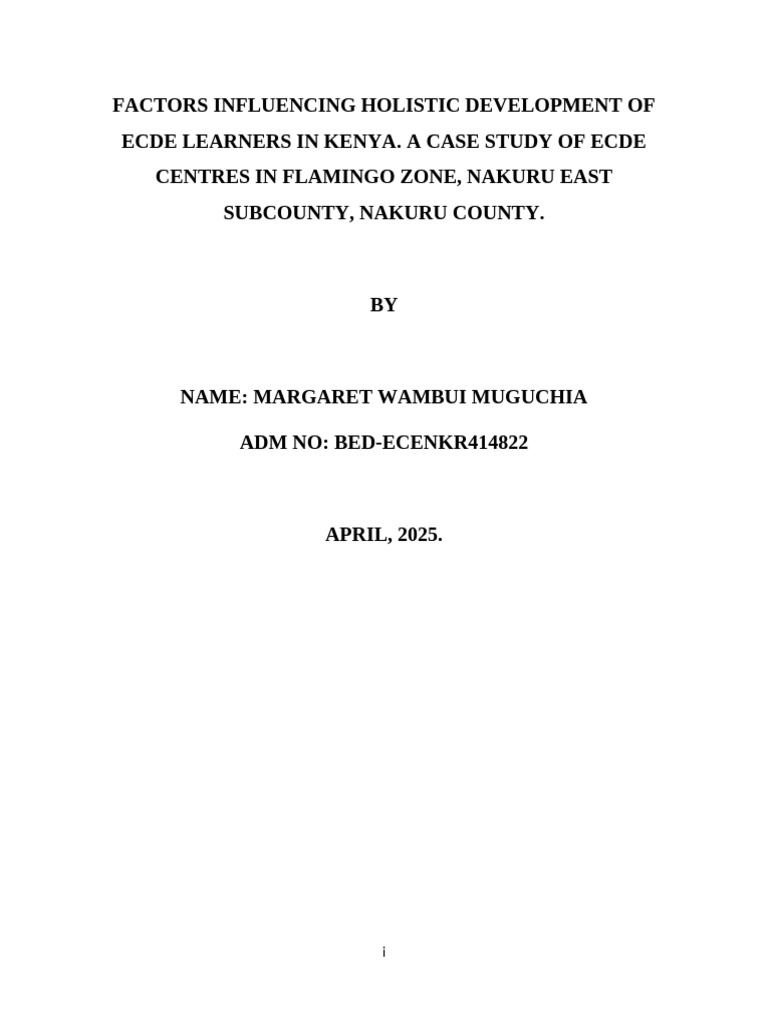 Factors Affecting ECDE Learners in Kenya | PDF | Teachers | Survey ...