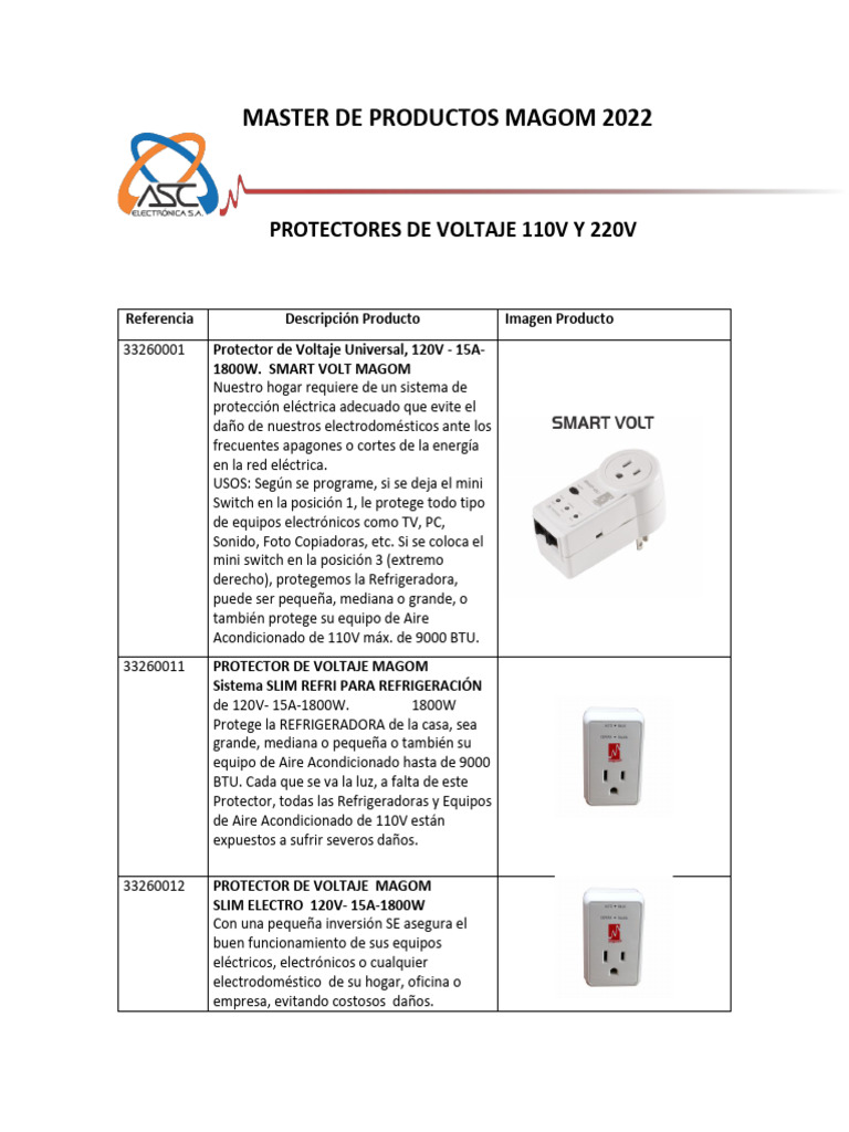 Protectores de Voltaje Magom 2022 | PDF | Corriente continua ...