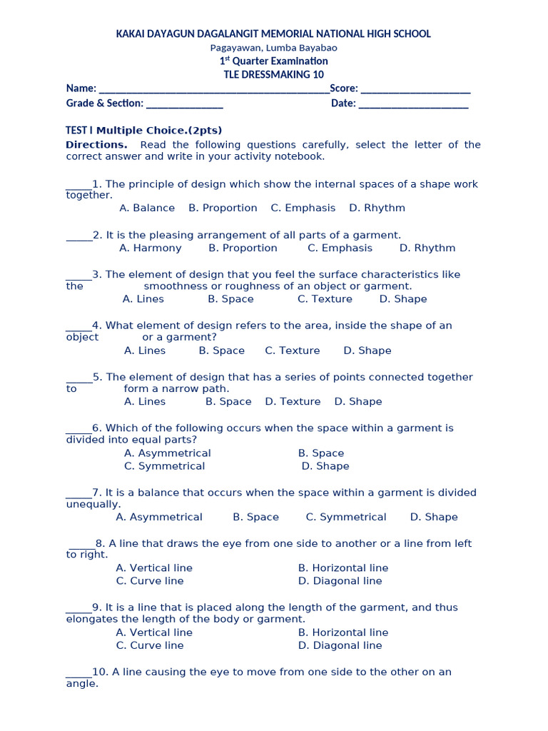 d10 1stexam | PDF | Shape | Symmetry