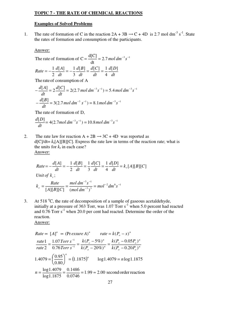 Topic 7 | PDF | Reaction Rate | Chemical Reaction Engineering