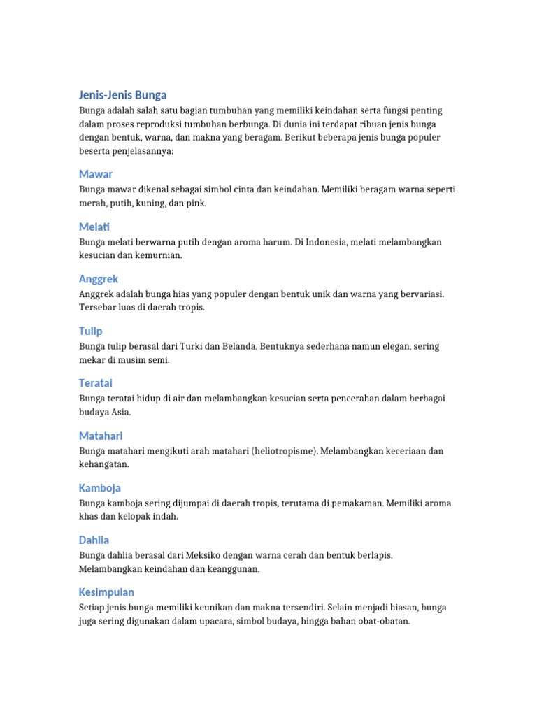 Jenis Jenis Bunga | PDF