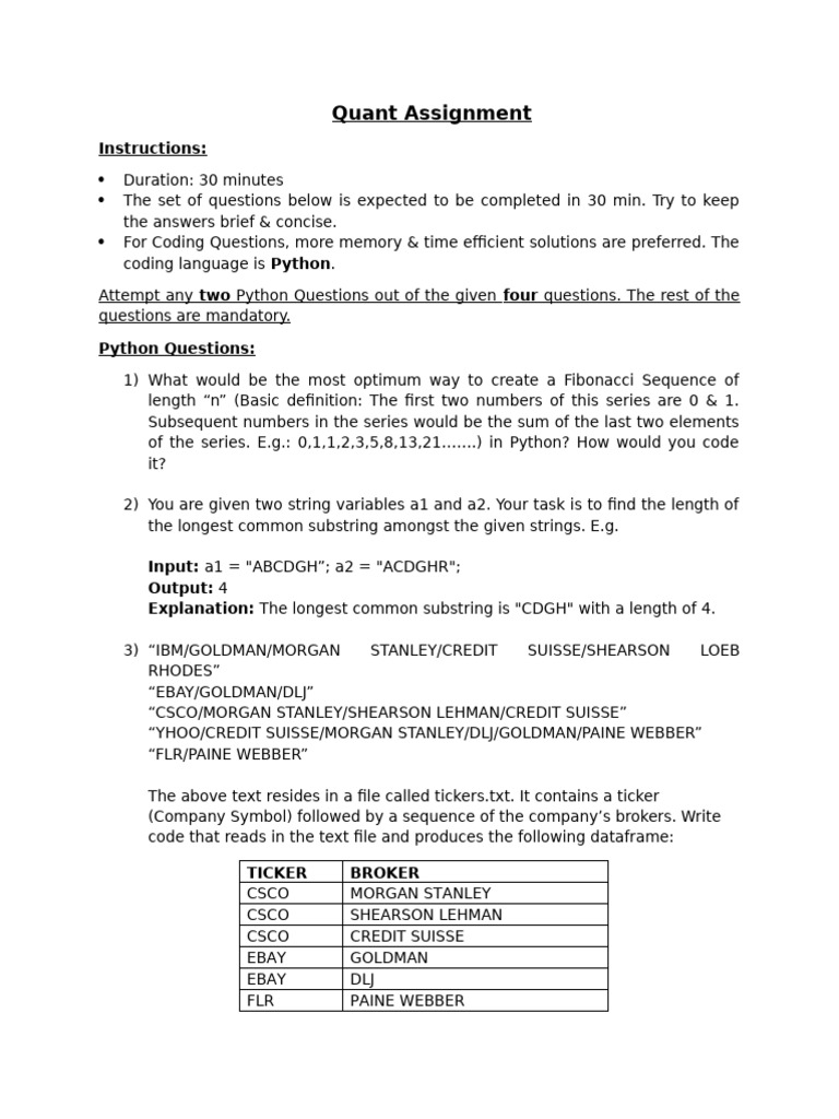 Updated Quant Assignment | PDF | Modern Portfolio Theory | Computer ...