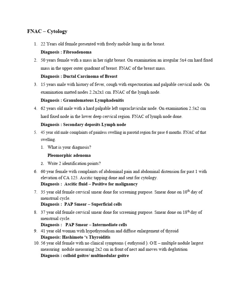 Breast and Lymph Node FNAC Diagnoses | PDF