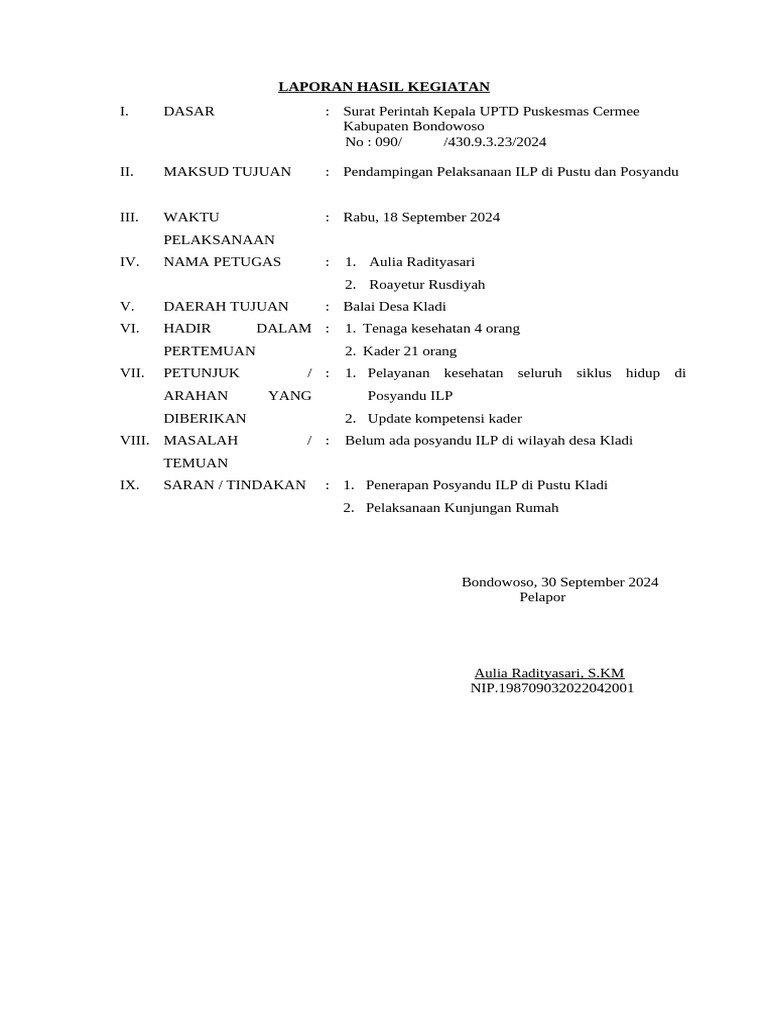 LHK Pendampingan Ilp | PDF