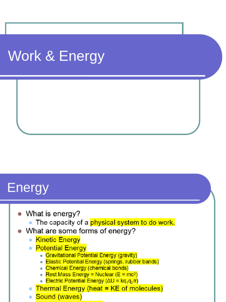 Work and Energy | PDF | Force | Potential Energy