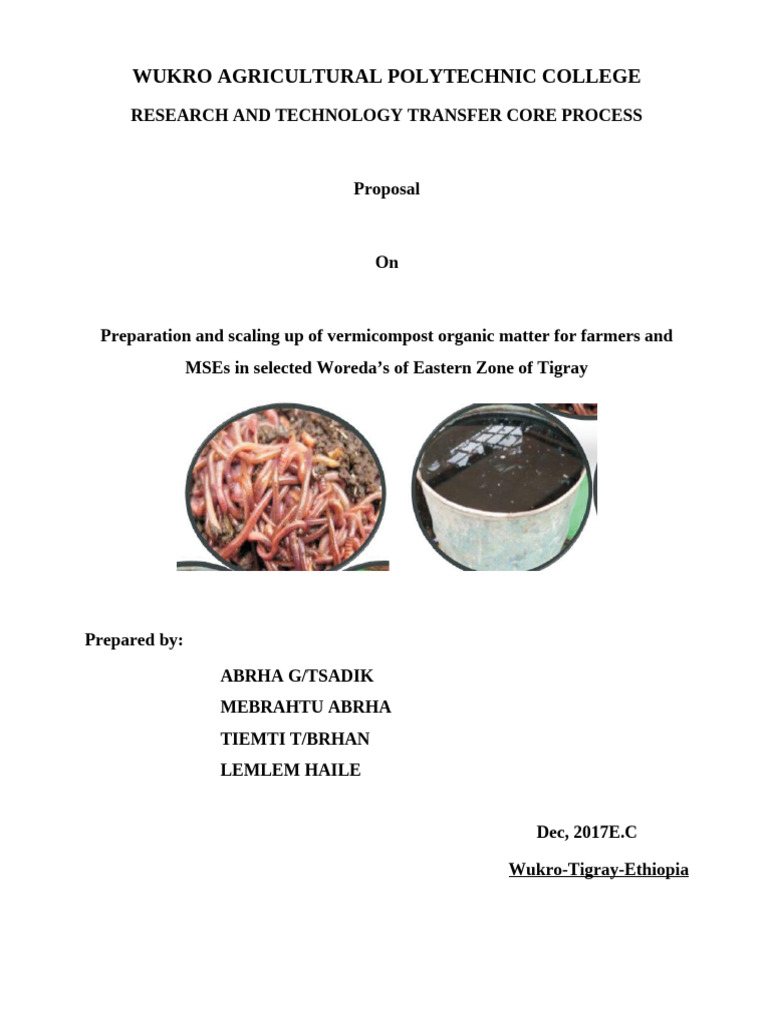 Vermicompost Project Proposal for Tigray | PDF | Horticulture ...