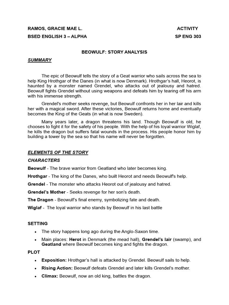 RAMOS G. Activity (Beowulf) | PDF | Beowulf | Geats