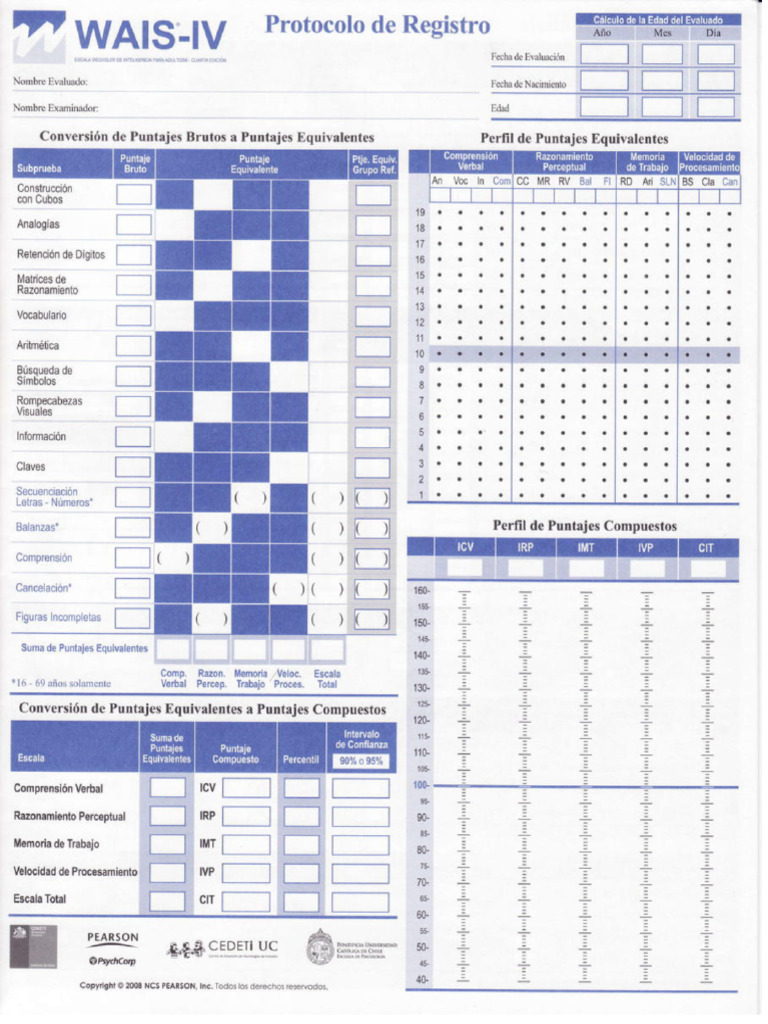 Protocolo Wais-IV V.ch. (Completo) .PDF - Toaz - Info | PDF