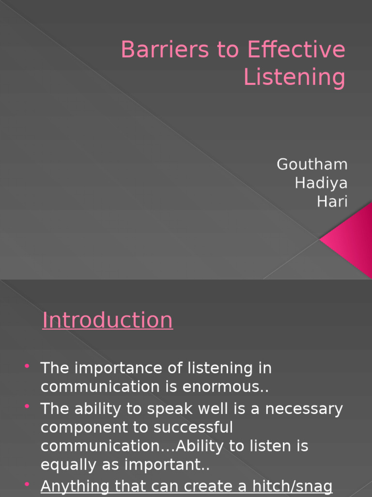 Barriers to Effective Listening Explained | PDF