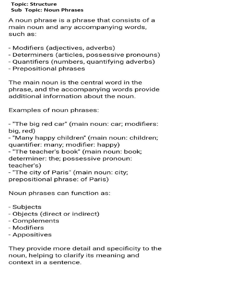 Ss2 First Term English Note (Structure) | PDF | Adverb | Pronoun