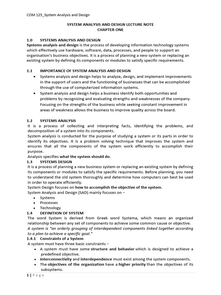 System Analysis and Design Overview | PDF | System | Feasibility Study