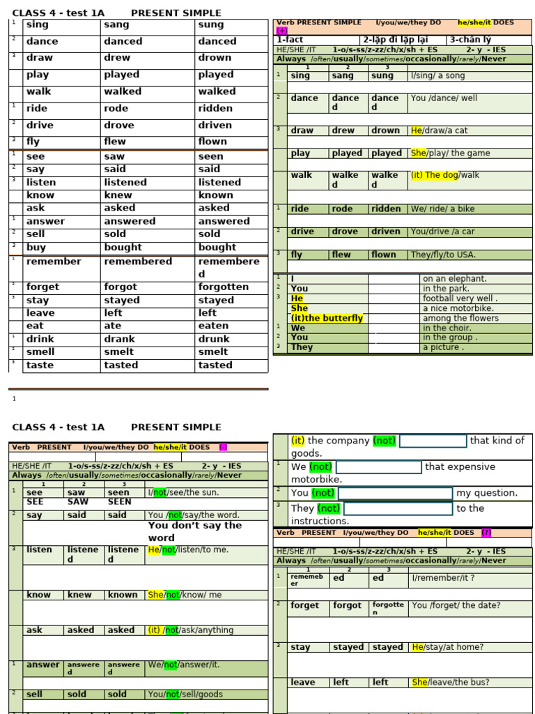 Present Simple Verb Conjugation Guide | PDF