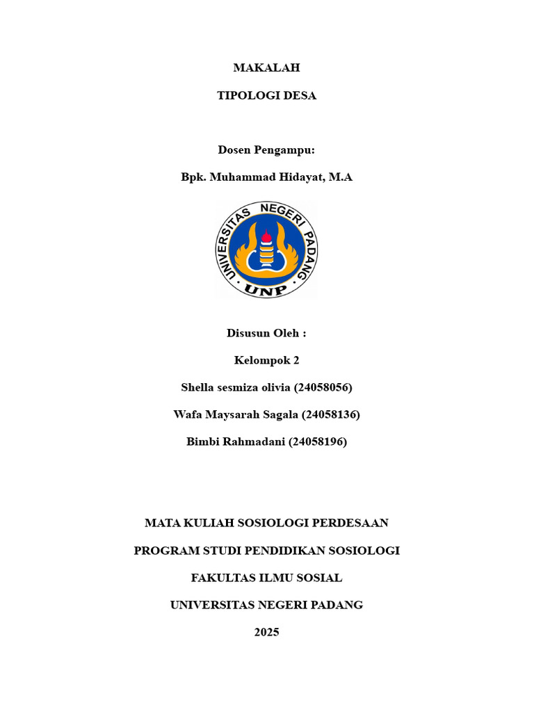 Tipologi dan Klasifikasi Desa di Indonesia | PDF