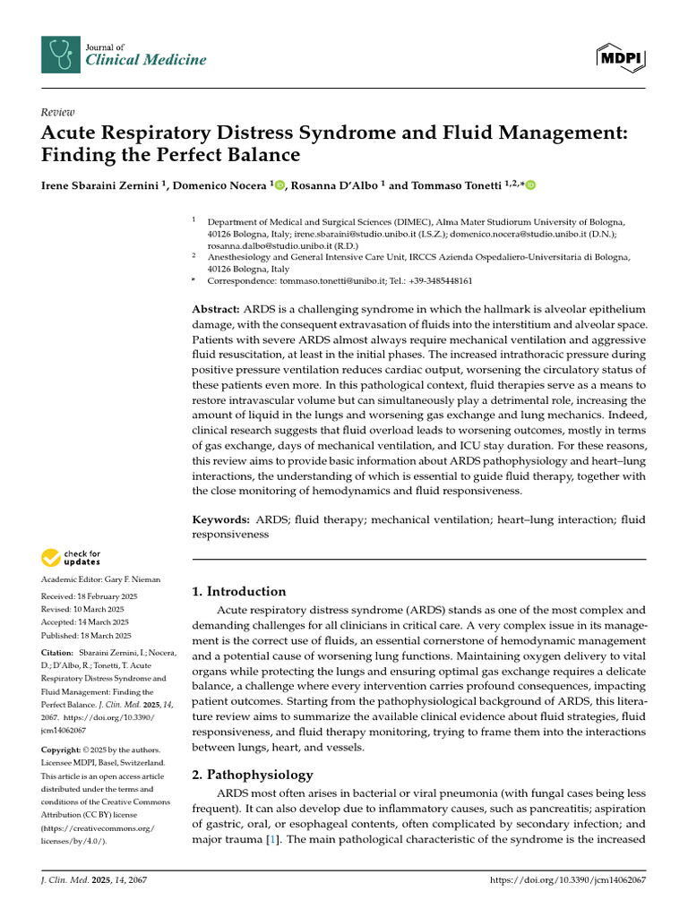 ARDS Fluid Management Strategies | PDF | Edema | Heart