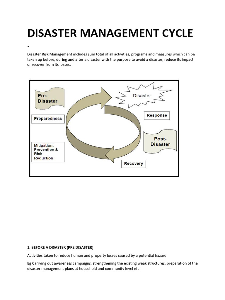 Disaster Management Cycle | PDF | Emergency Management | Swot Analysis